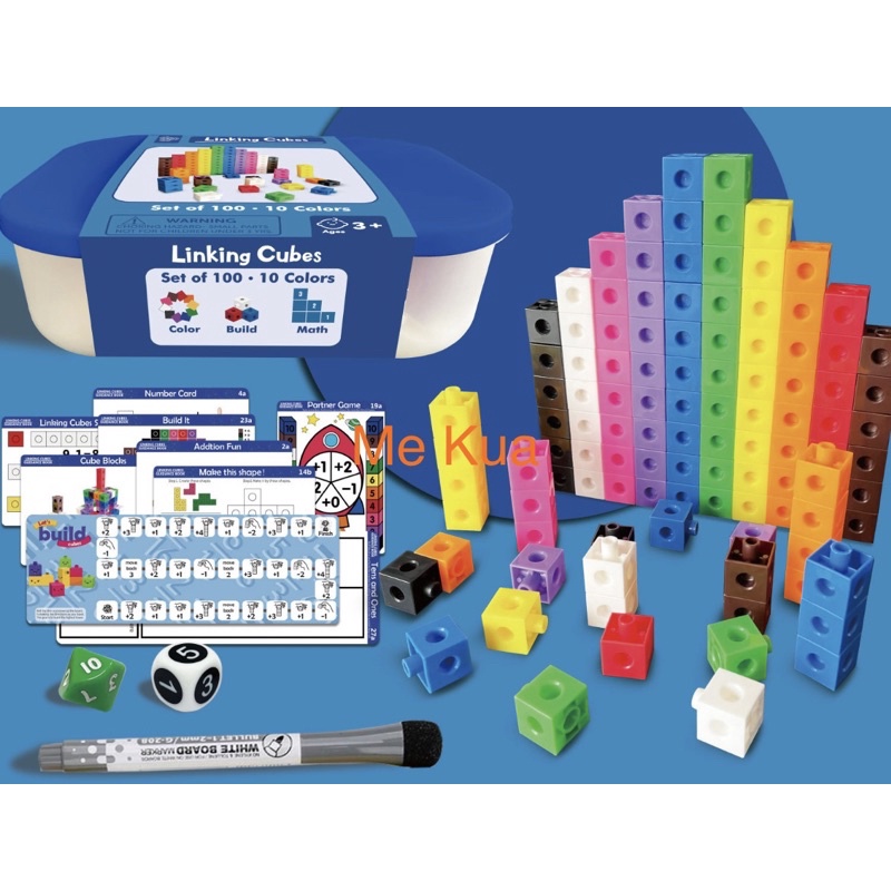 Linking cube đồ chơi học toán , xếp hình nhiều màu sắc tặng dán number ...