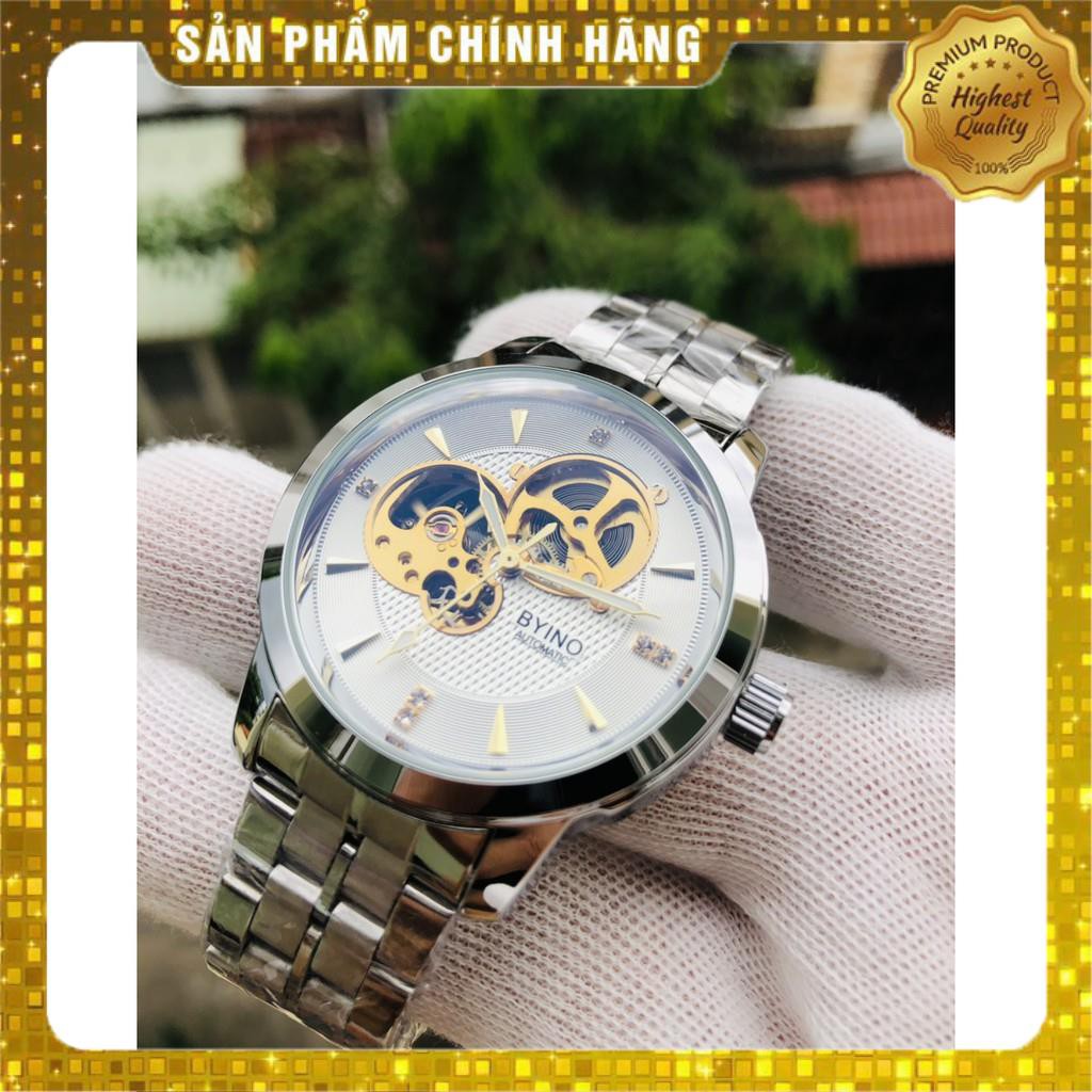 đồng hồ nam chính hãng BYINO dây thép automatic lộ máy (tặng kèm hộp ...