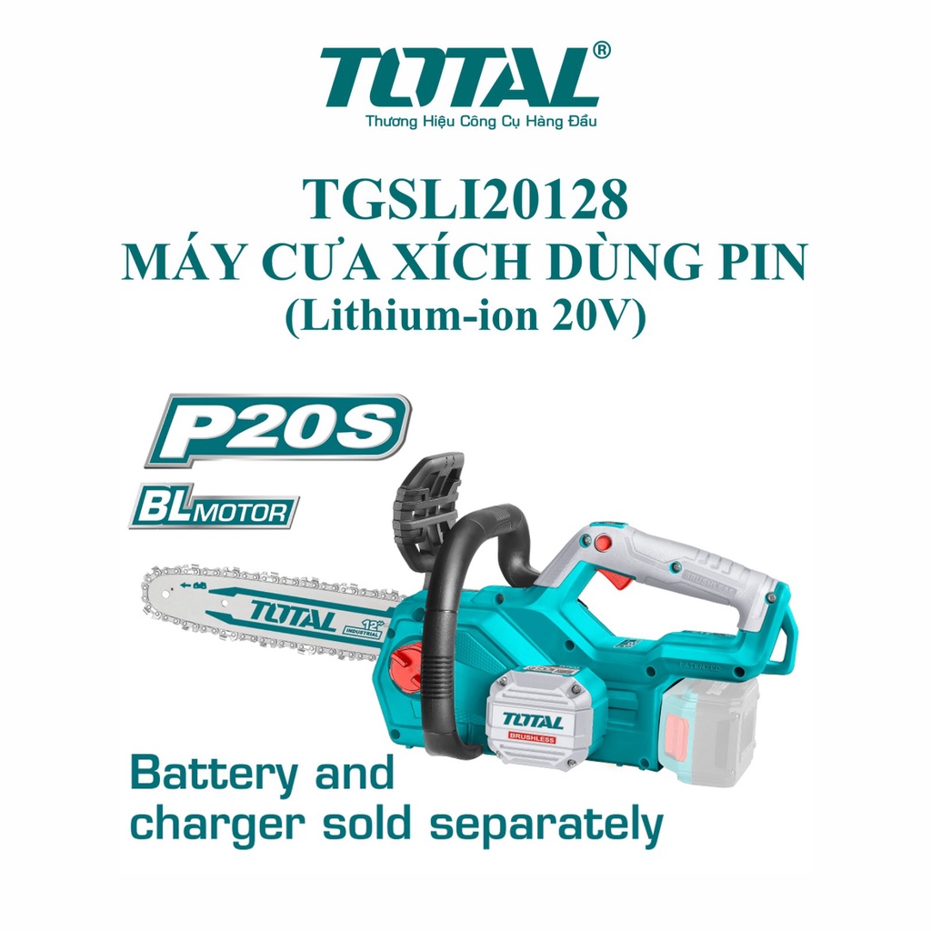 Máy cưa xích dùng pin 20V TOTAL TGSLI20128 (k kèm theo pin sạc ...