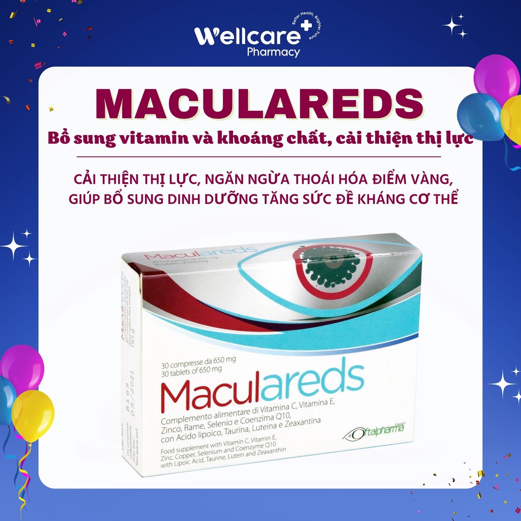 Viên uống bổ mắt Maculareds [Chính hãng] – Hộp 30 viên Bổ sung vitamin và khoáng chất, cải thiện ...