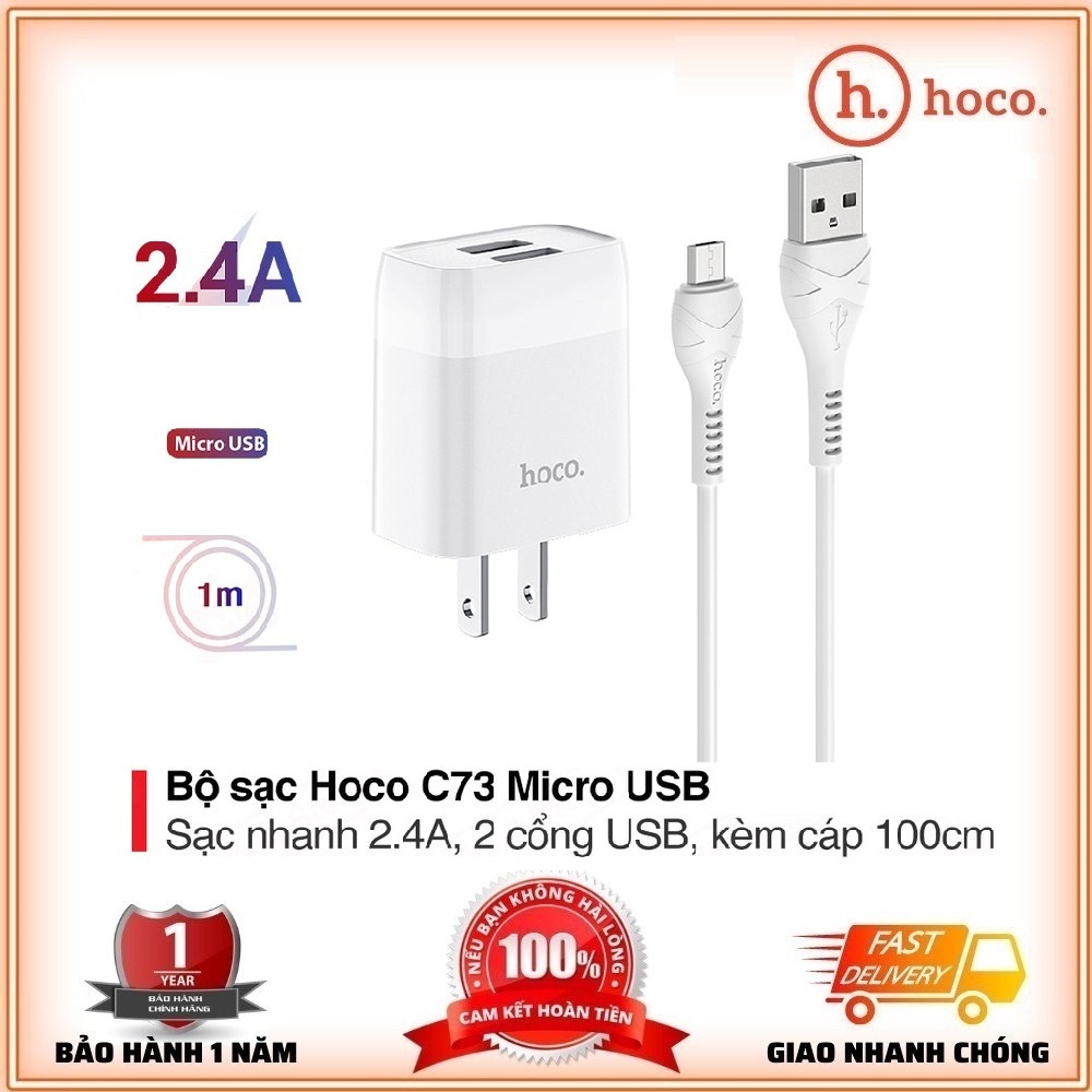 Bộ Củ Cáp Sạc Samsung Android Micro USB Hoco C73 Hàng Chính Hãng Bảo ...