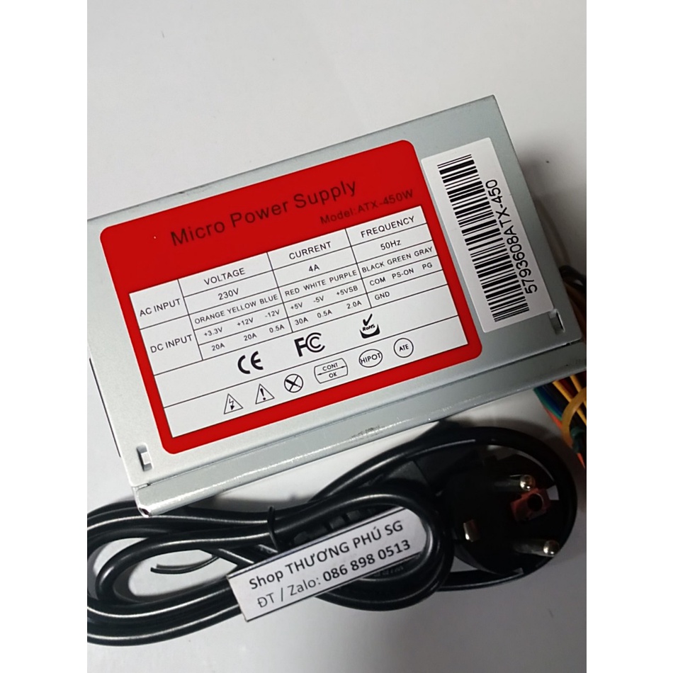Nguồn máy tính Micro Power Supply ATX-450W (Gắn cho thùng MINI hoặc máy ...