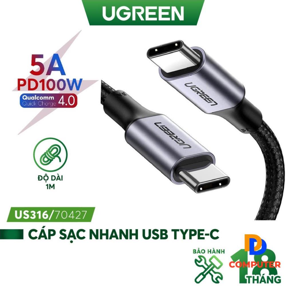 Cáp sạc nhanh USB Type C PD hỗ trợ 100W UGREEN US316 US334 DD Computer | Shopee Việt Nam