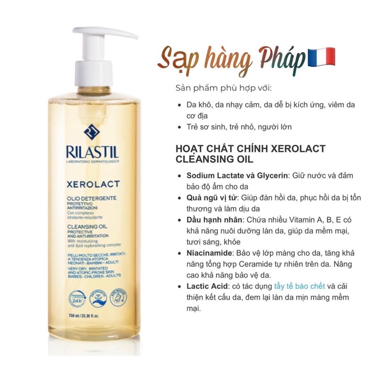 [ITALIA] Dầu làm sạch, dưỡng sáng da Rilastil Xerolact Cleansing Oil ...