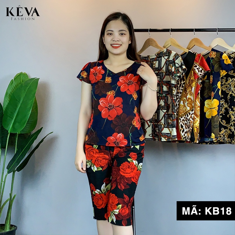 Đồ bộ nữ trung niên mặc ở nhà cho mẹ - Cho các chị - Chất thun lạnh - Thương hiệu Keva - Mã KB18 ...