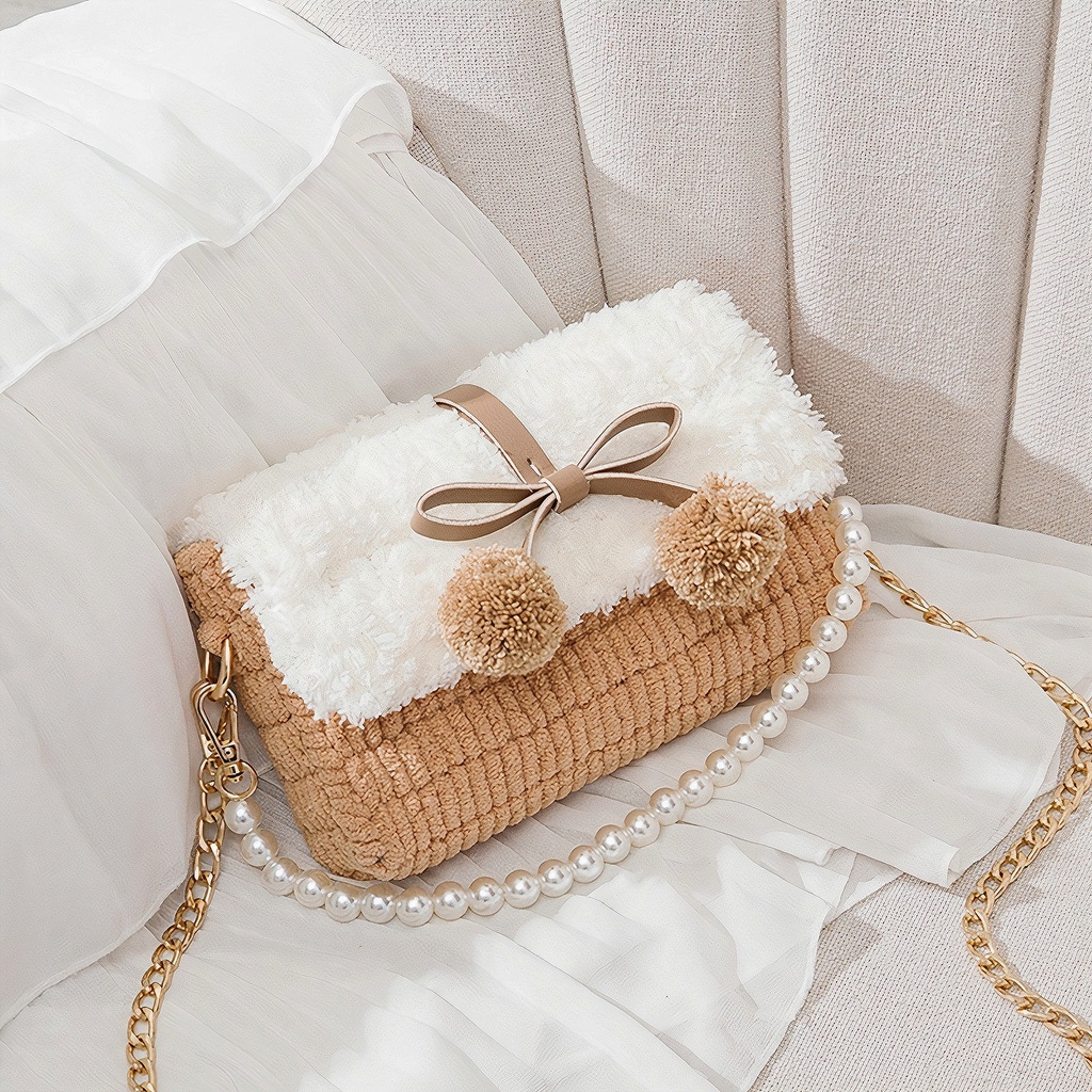Túi handmade tự đan, túi đeo chéo pom pom thời trang Hàn Quốc - Bộ phụ kiện đầy đủ LX801 ...