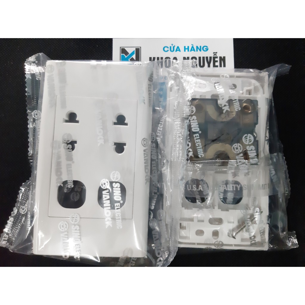 Ổ cắm đôi 2 chấu 16A + 2 lổ công tắc sino S18U2XX | Shopee Việt Nam