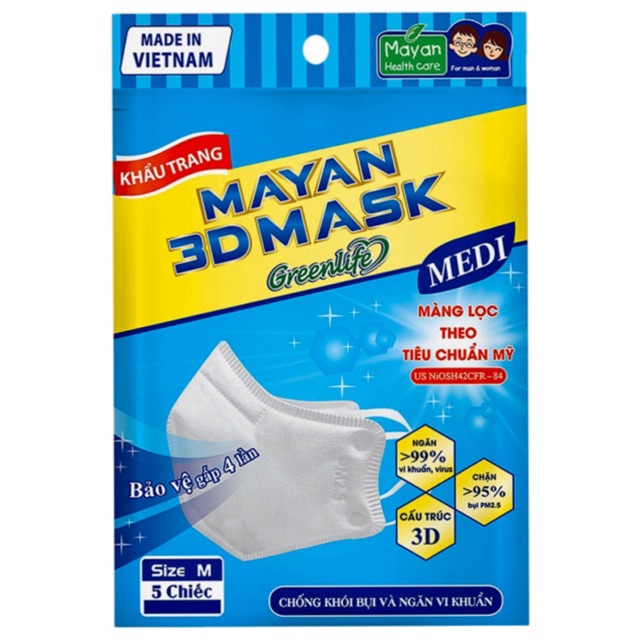 Khẩu trang MAYAN 3D PM2.5 (5 chiếc/gói) | Shopee Việt Nam