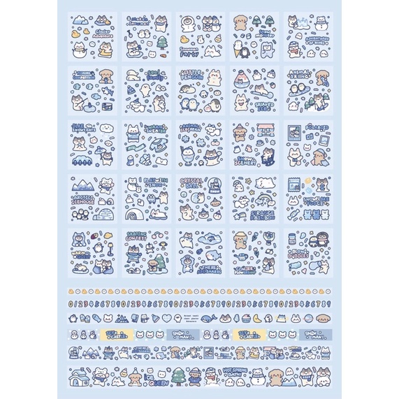 Set 25 hình dán 6 cuộn băng dính nhiều màu dễ thương tiện lợi,hộp ...