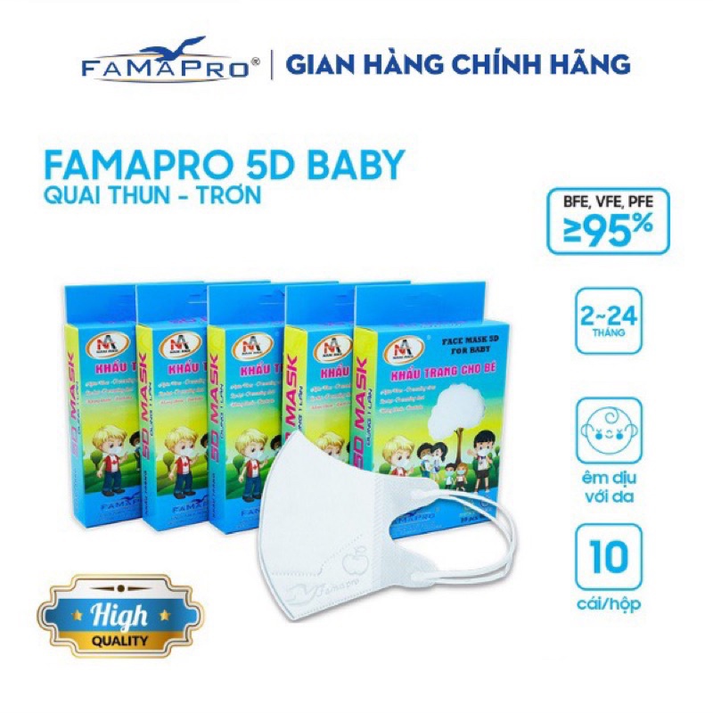Khẩu Trang Nam Anh ( Famapro ) 5D Baby Quai Thun ( hộp 10 cái ) | Shopee Việt Nam