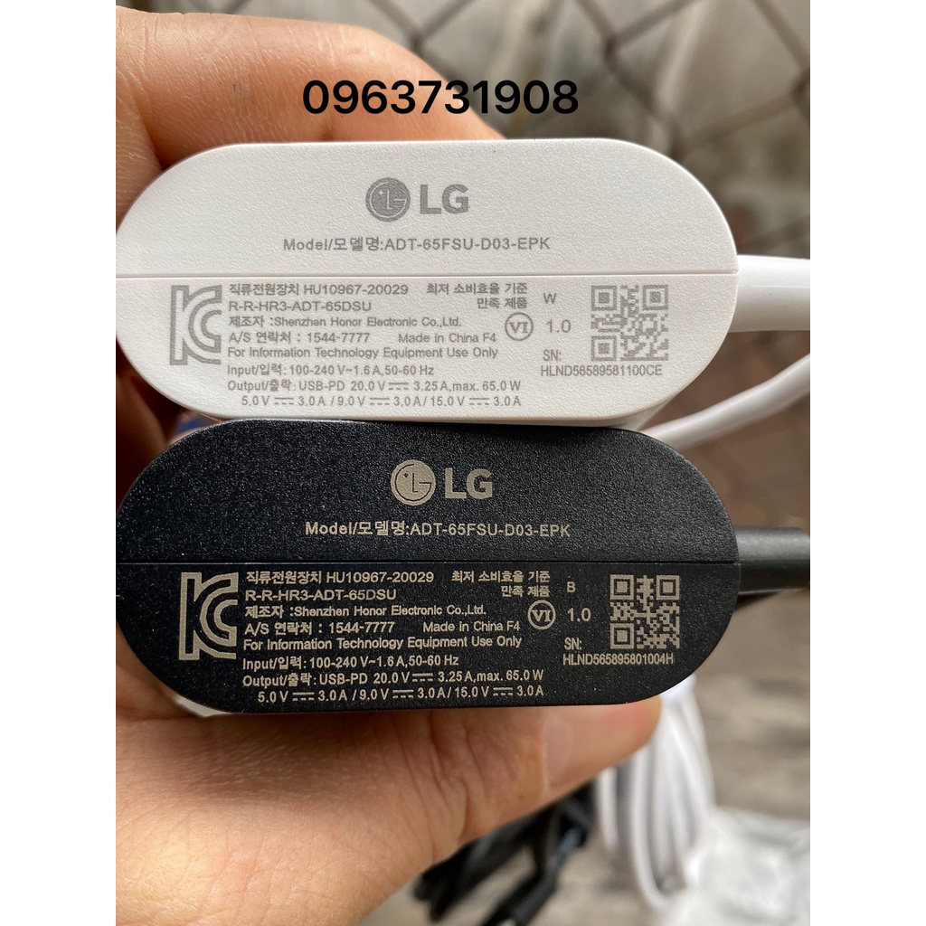 Adapter Sạc Laptop LG Gram 16Z90P 20V-3.25A chính hãng LG | Shopee Việt Nam