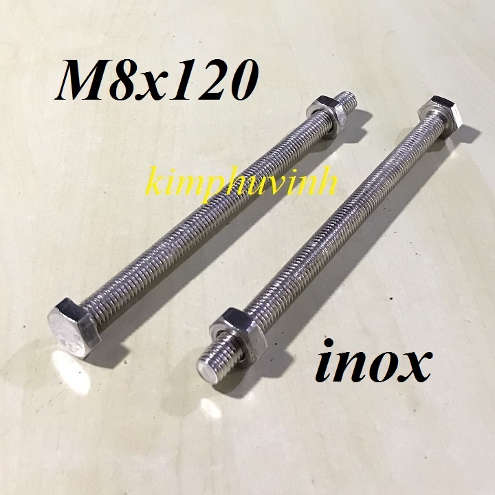 5 BỘ - M8x120mm BULONG INOX - BULON INOX 8li - ỐC INOX 8li | Shopee ...
