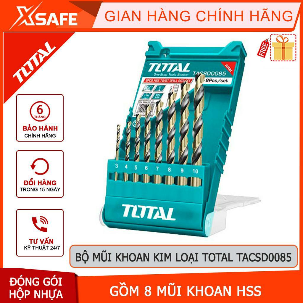Bộ 8 mũi khoan kim loại HSS TOTAL TACSD0085 gồm 8 mũi khoan xoắn HSS ...