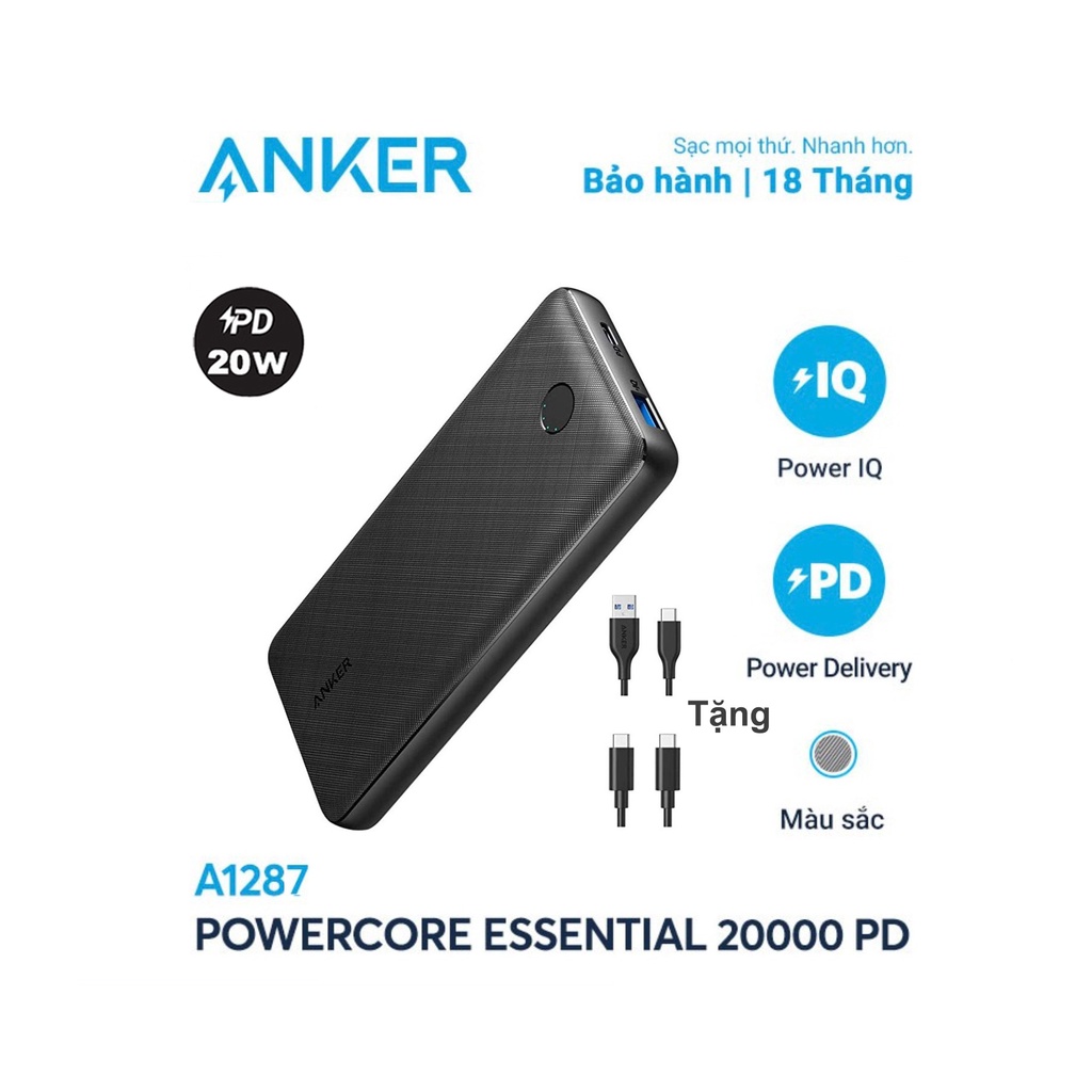 Sạc Dự Phòng ANKER Sạc Nhanh PD 20W A1245 10000mAh / A1287 20000mAh,Sạc ...