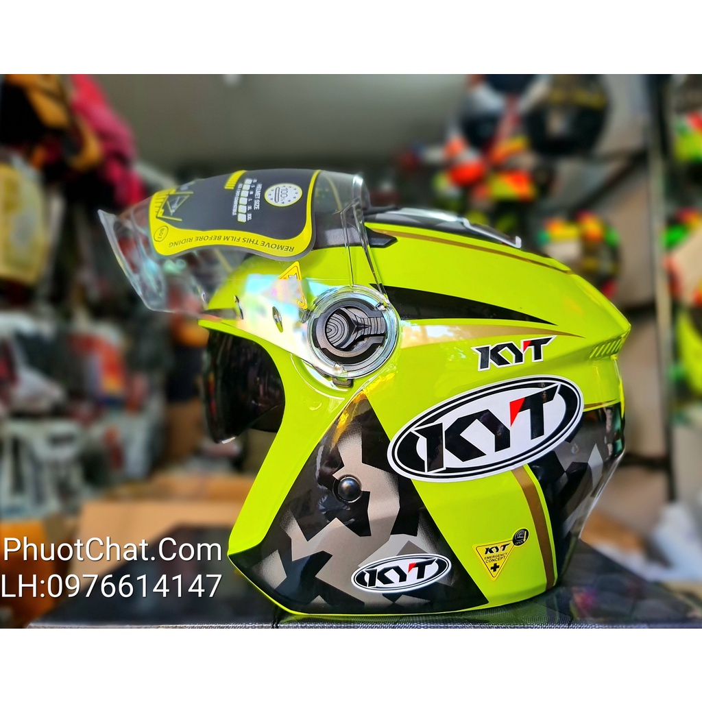 Combo Nón bảo hiểm 3/4 2 kính M268 tem 46 dán logo KYT | Shopee Việt Nam