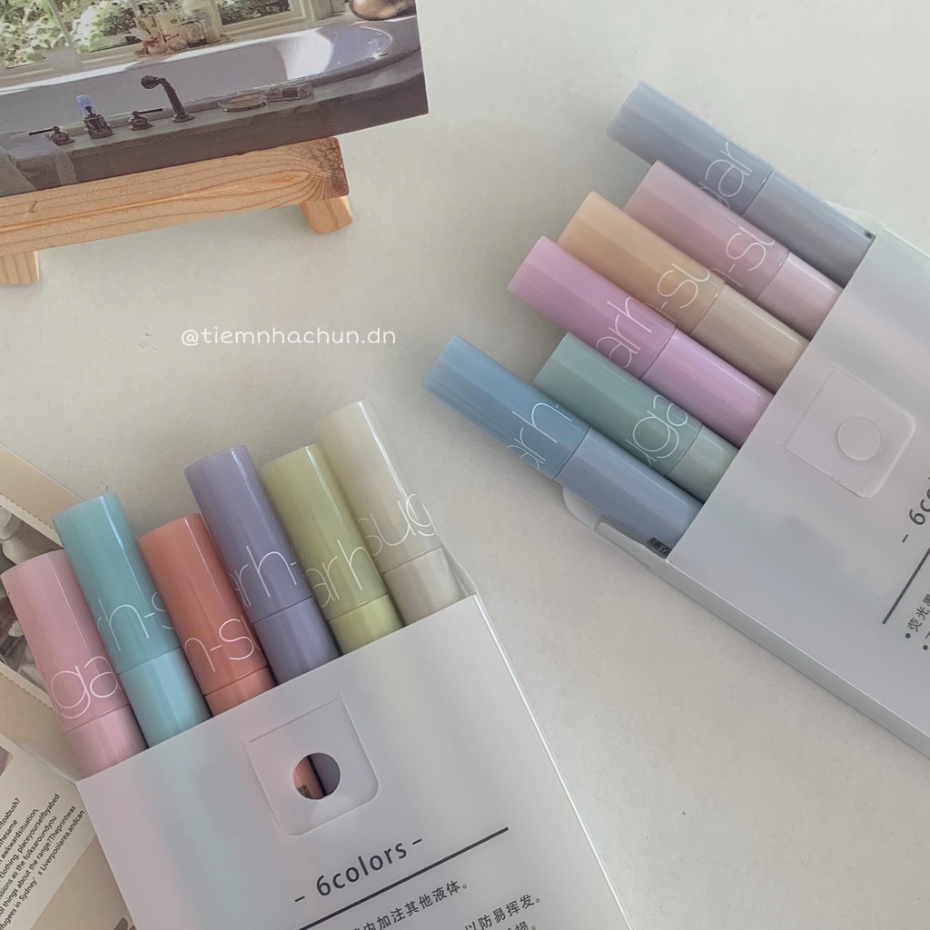 SET 6 BÚT MÀU HIGHLIGHT PASTEL HALF SUGAR CAO CẤP (ảnh thật ...