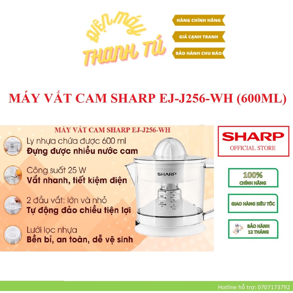 EJ-J256-WH - MÁY VẮT CAM SHARP 0.6L - BẢO HÀNH CHÍNH HÃNG 12 THÁNG | Shopee Việt Nam