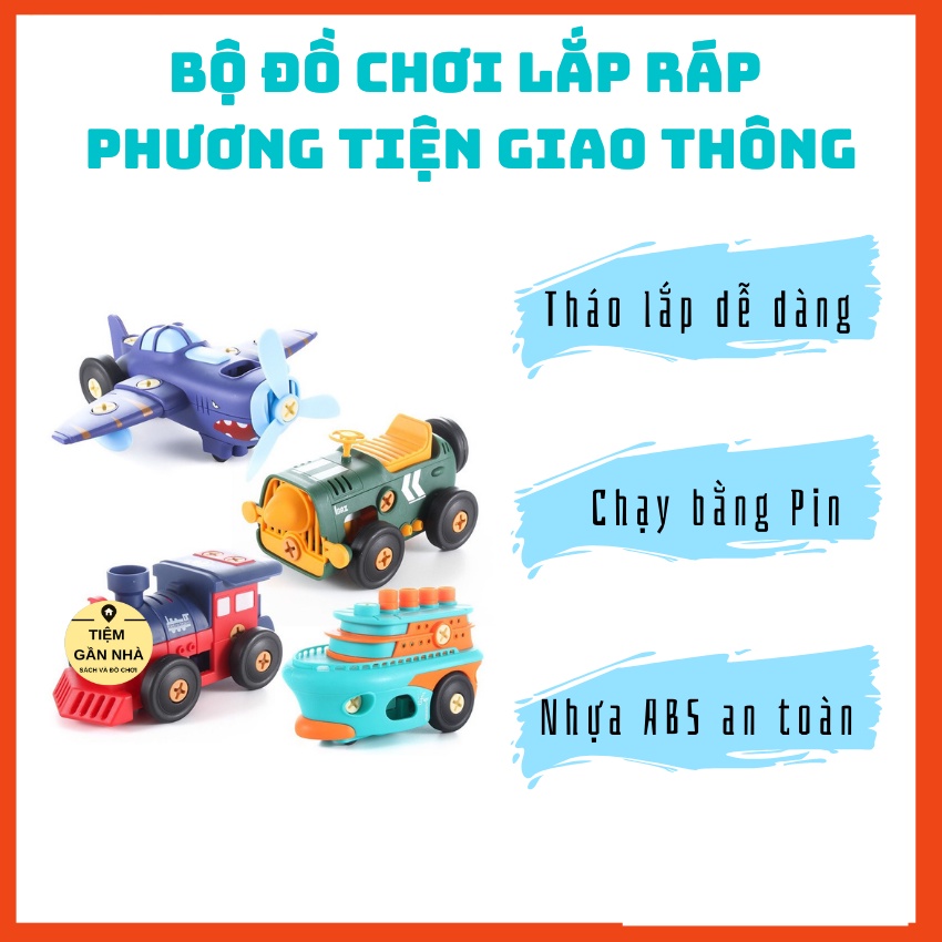 Đồ chơi Lắp ráp ô tô, máy bay, tàu hỏa, tàu thủy chạy Pin, nhựa ABS an ...