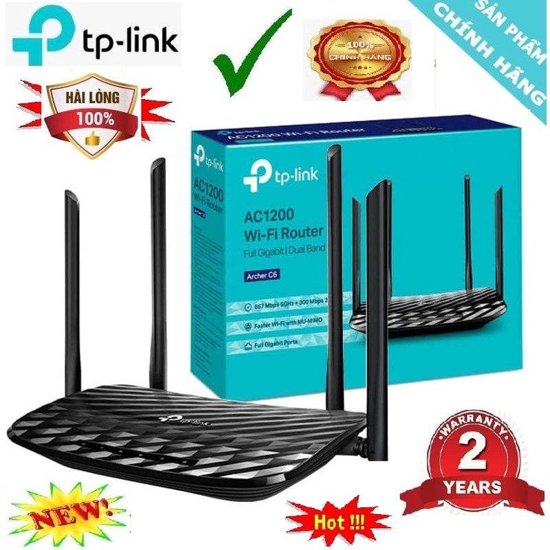 Bộ Phát WiFi Router TPLink Archer C6 Băng Tần Kép 1200Mbps Lan Gigabit ...