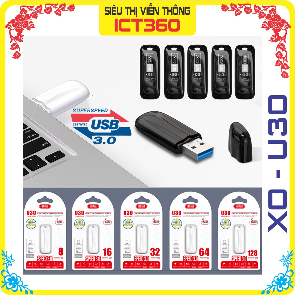 USB Flash Disk 3.0 XO U30 (Đen/Trắng) | Shopee Việt Nam