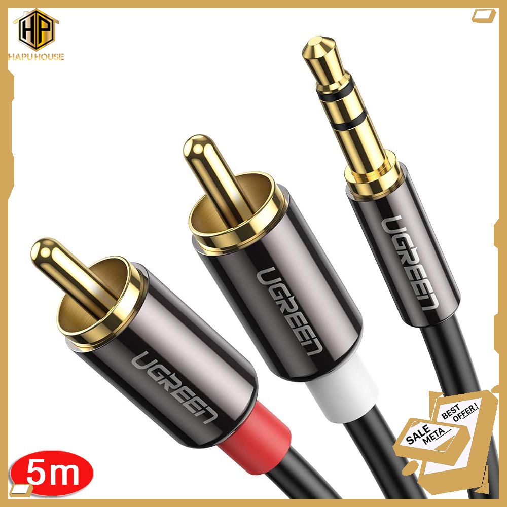 Cáp Audio 3.5mm ra 2 đầu hoa sen Ugreen 10591 dài 5m chính hãng - Hapuhouse | Shopee Việt Nam