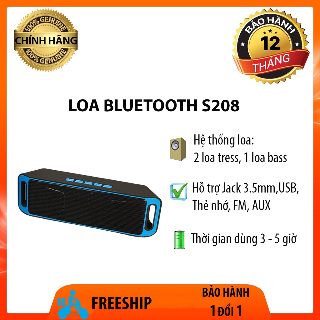 Loa Bluetooth S208 Thiết Kế Hệ Thống 3 Loa Cổng AUX | Shopee Việt Nam