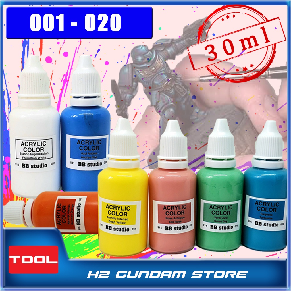 Sơn mô hình gốc Acrylic BB Studio mã 001 - 020 (Tone màu tương tự ...