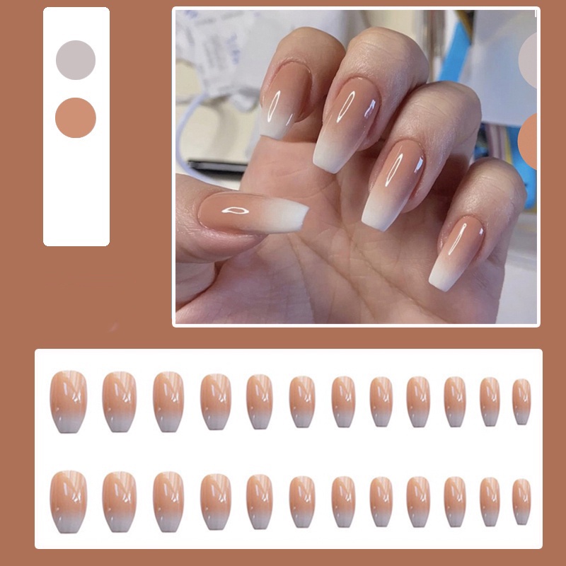 Set 24 Móng Tay Giả Trang Trí Màu Hồng Gradient Xinh Xắn Shopee Việt Nam 