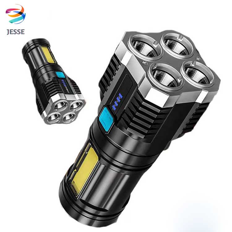 Đèn pin cầm tay JESSE 4 bóng siêu sáng 4 chế độ sáng sạc tích điện tiện ...