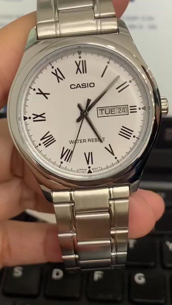Đồng Hồ Casio Nam MTP-V006D-7BUDF Mặt Tròn Màu Trắng Dây Kim Loại Chính Hãng | Shopee Việt Nam