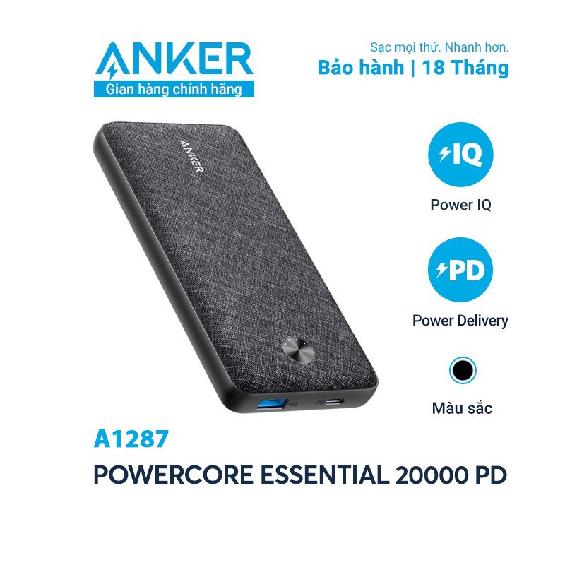 sạc dự phòng Anker PowerCore Slim 200000mAh 20W Type C/2 cổng USB 2 ...