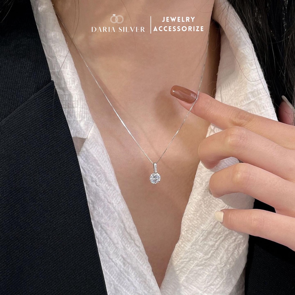 Dây chuyền bạc nữ Daria Silver đính đá lấp lánh sang trọng | Shopee ...