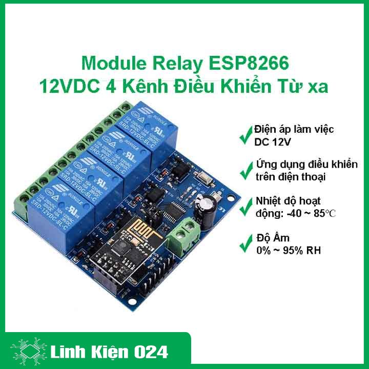 Module relay ESP8266 ESP-01 DC 12V 4 kênh hỗ trợ điều khiển từ xa trên ...