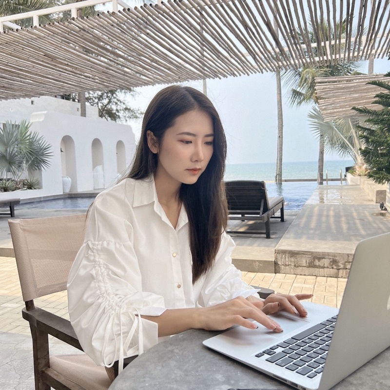 Áo sơ mi trắng tay rút dây thời trang dành cho nữ Caffeine Studio | Shopee Việt Nam