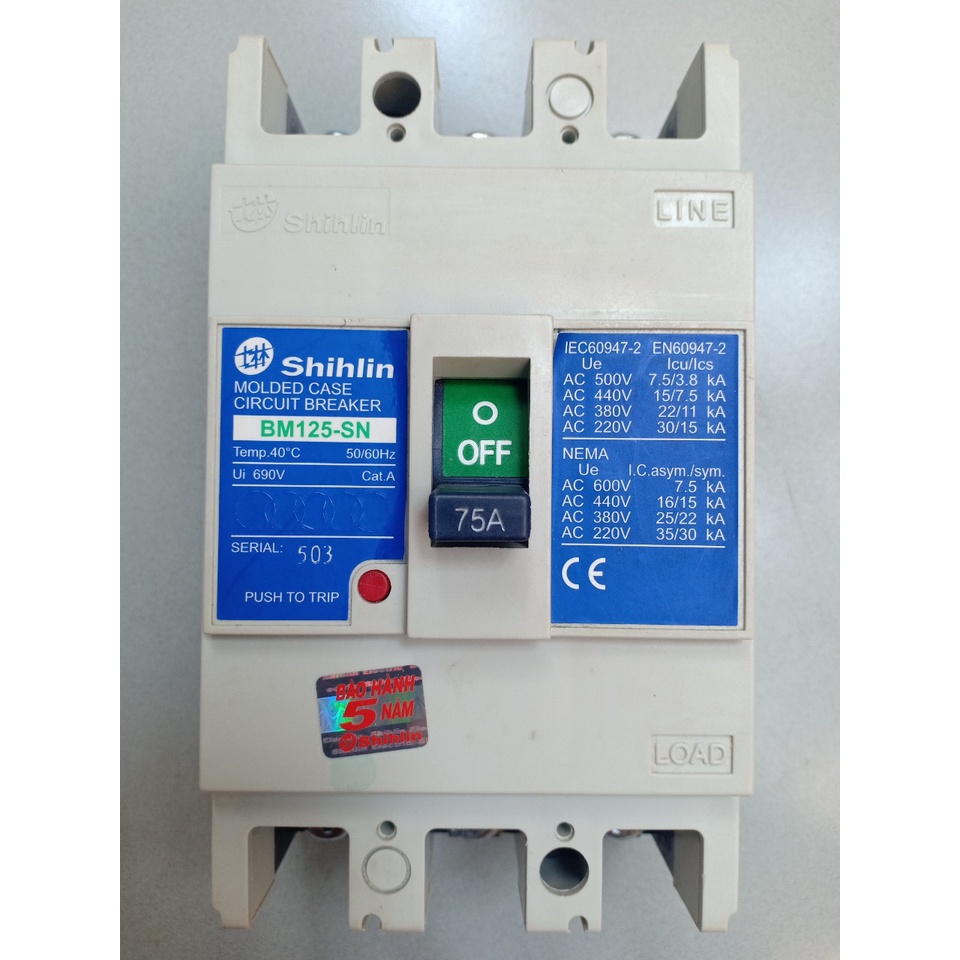 Aptomat MCCB 3P 75A Shihlin BM100-MN 3P 75A, aptomat 15A Shihlin, aptomat 40A shihlin | Shopee ...