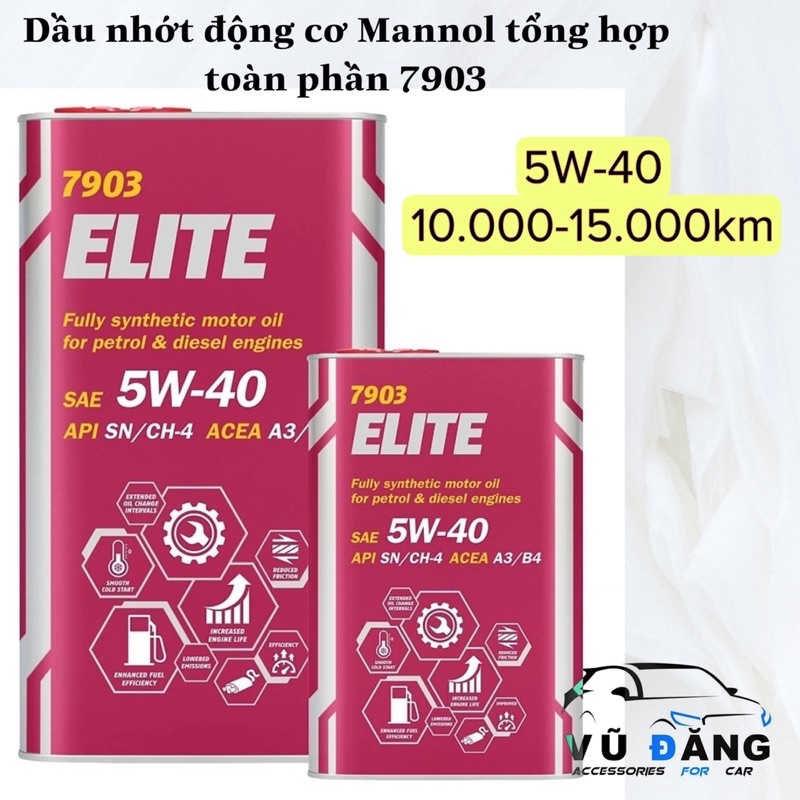 Nhớt MANNOL ELITE 7903 5W40 dùng cho xe số, xe tay ga, tay côn, ô tô ...