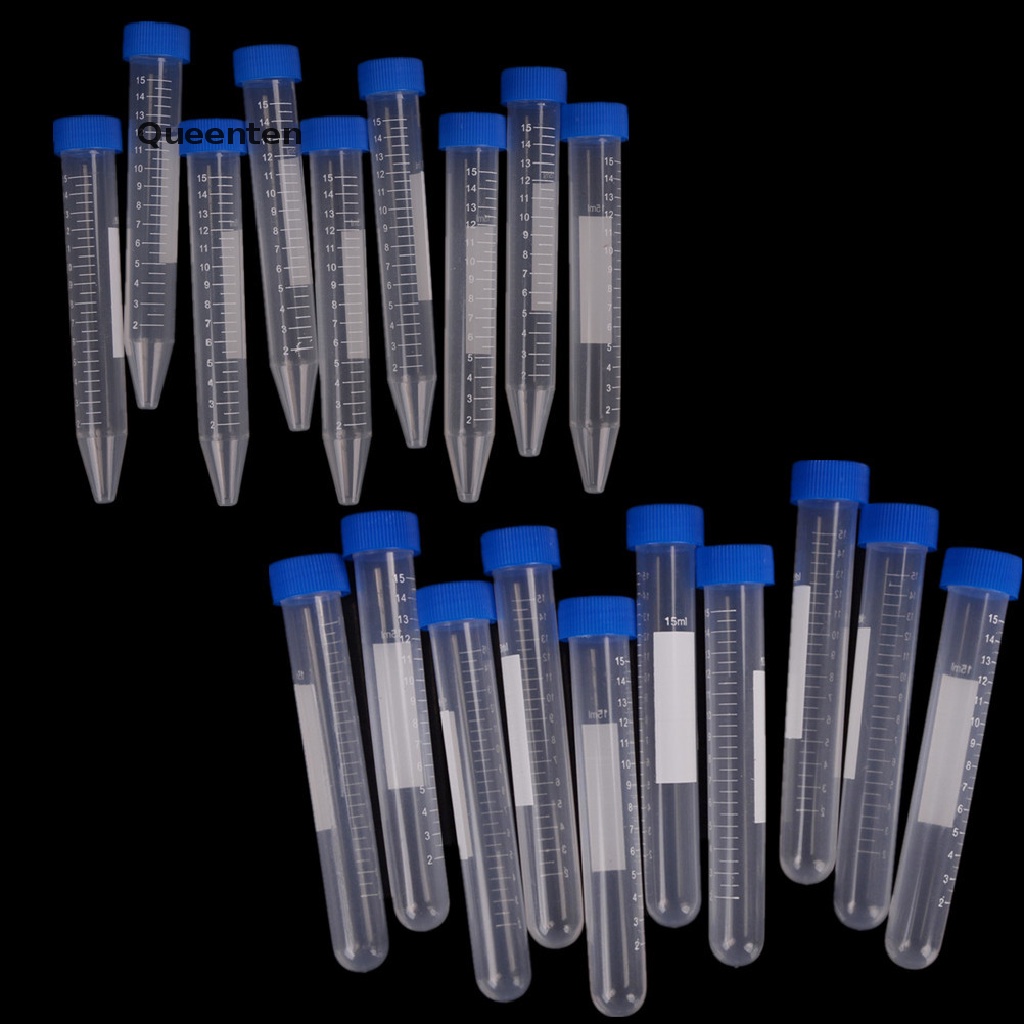 Queenten 10X 15mL Plastic Centrifuge Test Tube Vial Container Self ...