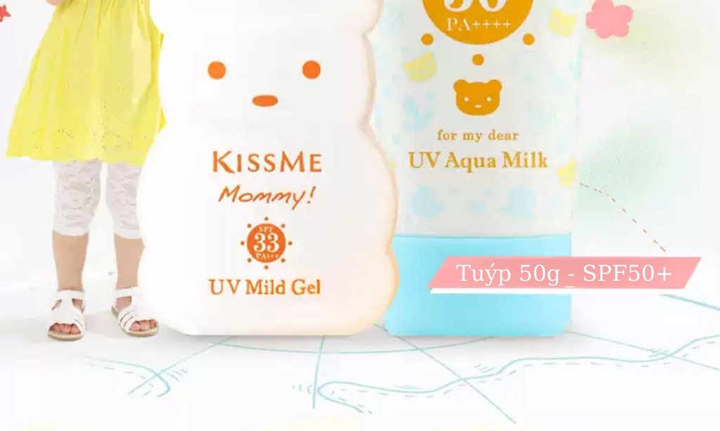 Kem chống nắng trẻ em Kissme Mommy UV Aqua Milk dạng sữa dành cho da nhạy cảm như em bé SPF50 PA ...