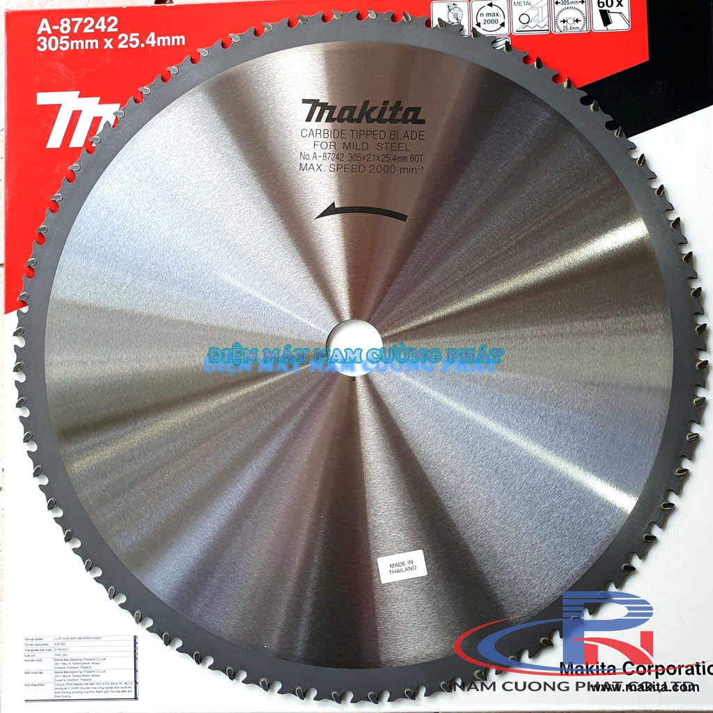 Lưỡi cắt sắt hợp kim Makita 305x25.4x60T A-87242- Dùng cho máy cắt ...