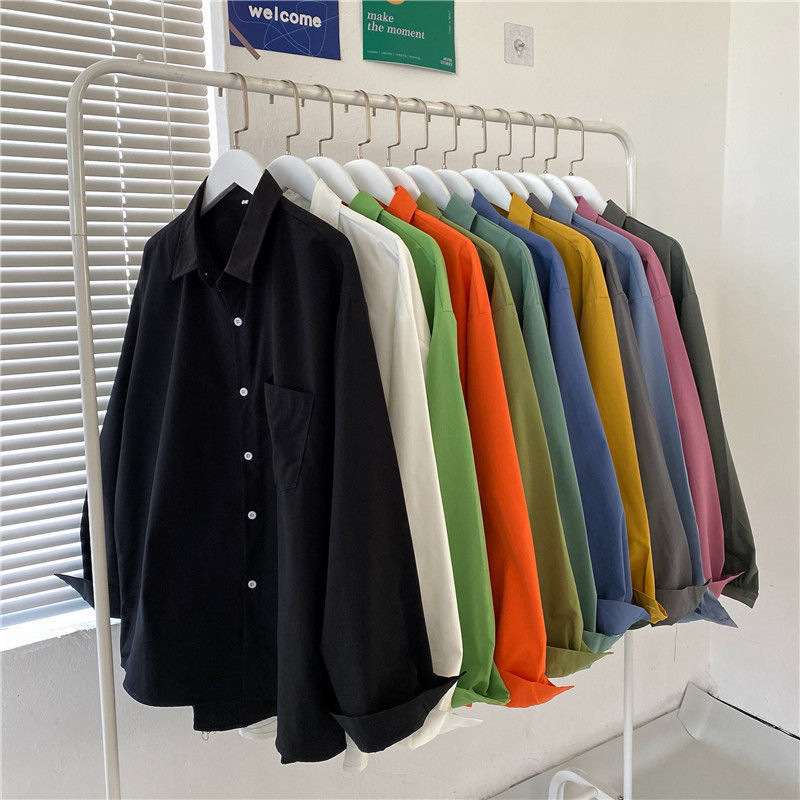 MR Áo sơ mi MR tay dài dáng rộng màu trơn kiểu hàn quốc plus size cho ...