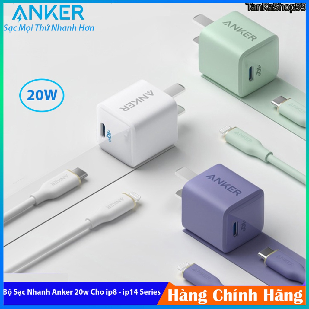 Sạc Anker A2633 20w + Cáp C-L A8662 Mềm Mại Hỗ Trợ Sạc Nhanh Cho 20w Cho iP8 - ip14 | Shopee ...