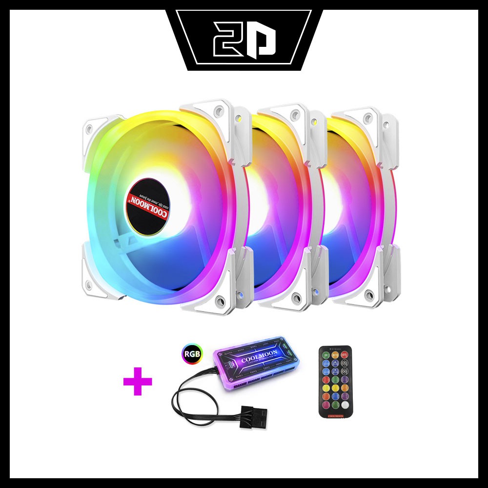 Quạt Coolmon U4 LED Ring và tâm A-RGB (Bộ đầy đủ Hub và Remote ...