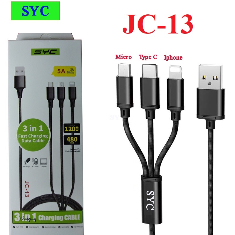 Dây Cáp 3 Đầu SYC JC-13 Dài 120 cm | Shopee Việt Nam