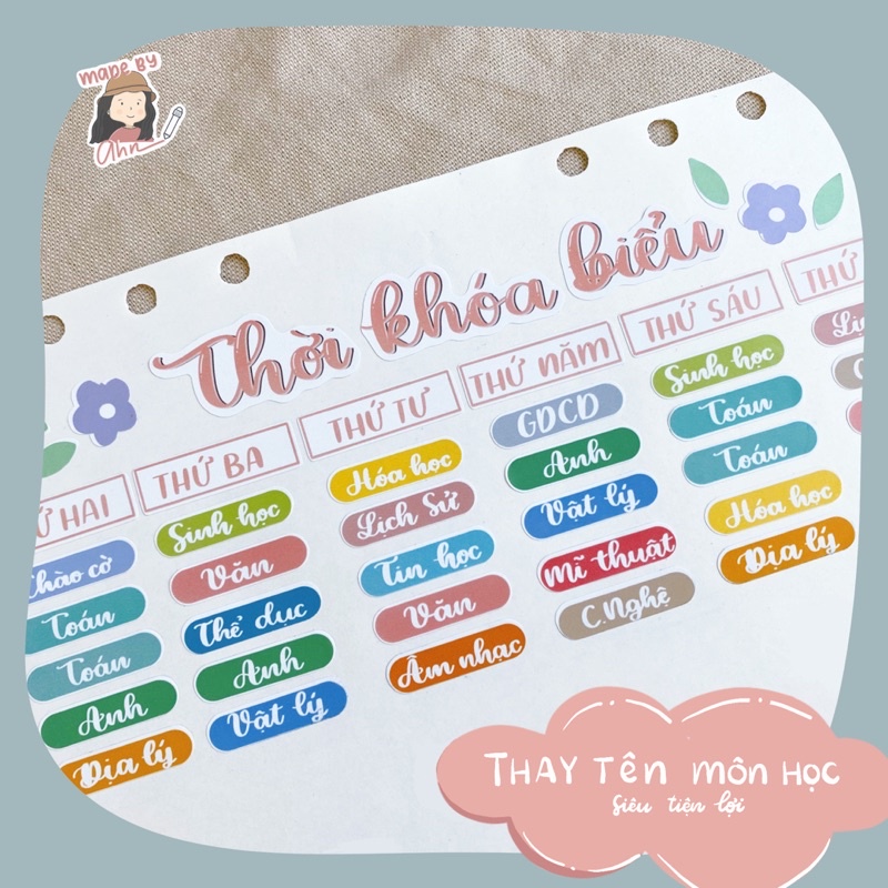 Sticker THỜI KHOÁ BIỂU thay tên môn học - MADE BY AHN thiết kế | Shopee ...
