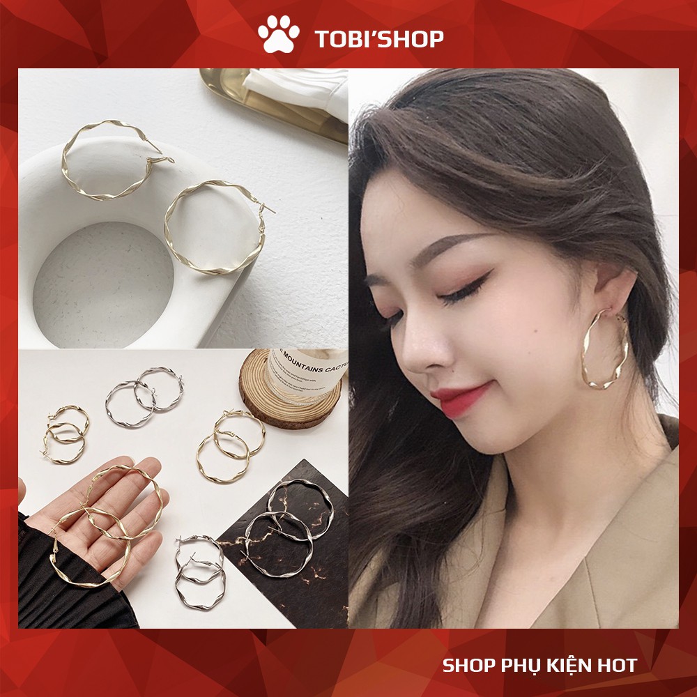Khuyên Tai Nữ Tròn To Bông Tai Nữ To Tròn Kiểu Cách Uốn Xoắn Trẻ Trung Thời Trang Cá Tính NO SKU ...