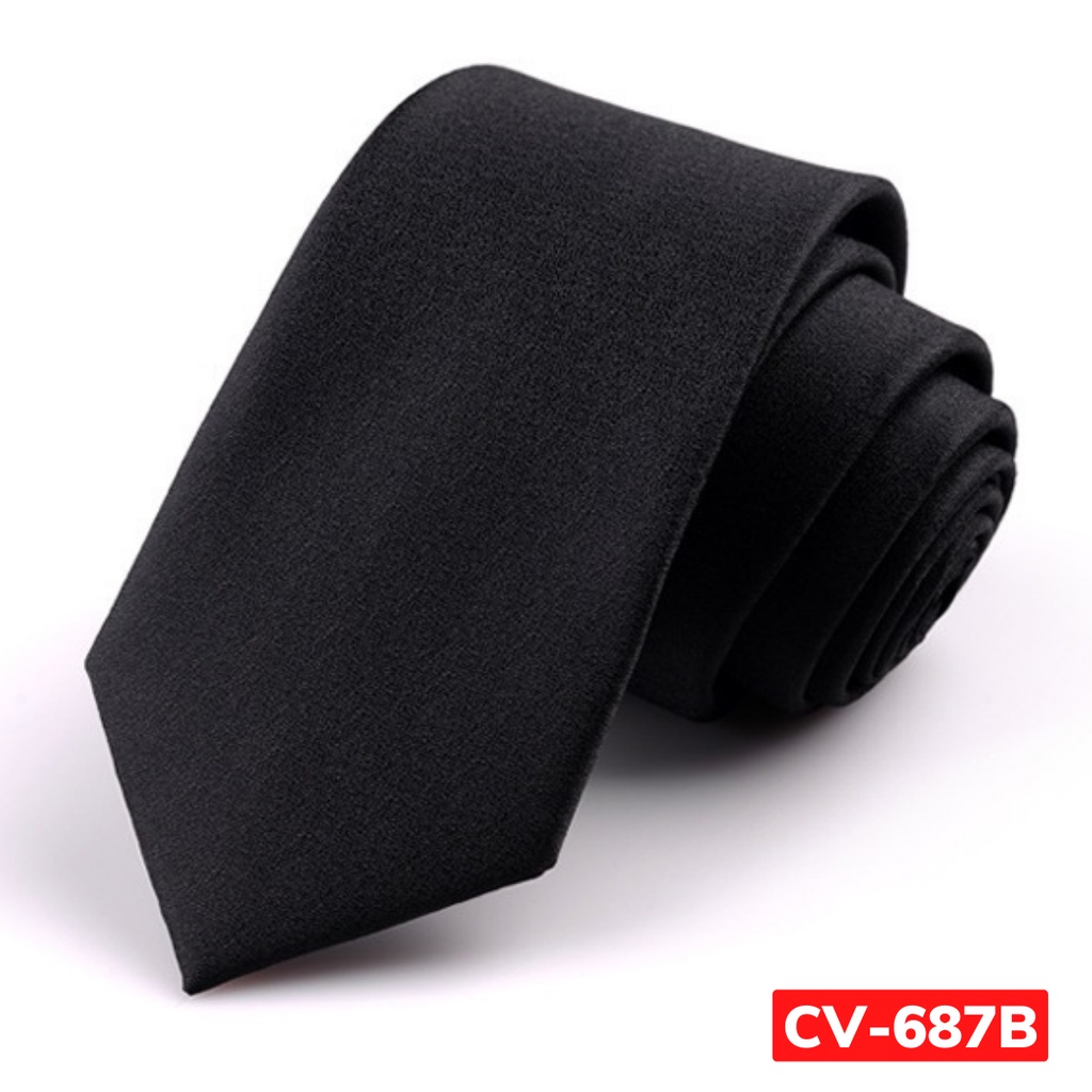Cavat Nam 6cm màu đen bản nhỏ thời trang phong cách Hàn Quốc, Cravat chú rể, dự tiệc, cồng sở ...