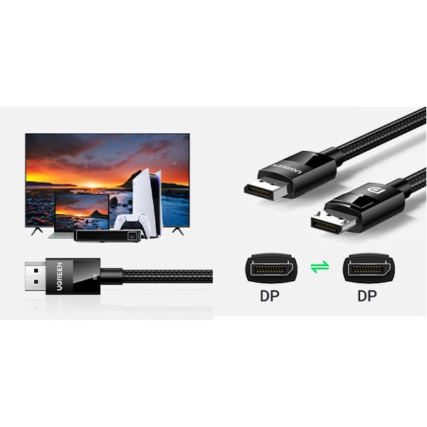 Cáp Displayport (DP) 1.4 hỗ trợ 8K@60Hz chính hãng Ugreen cao cấp, bảo ...