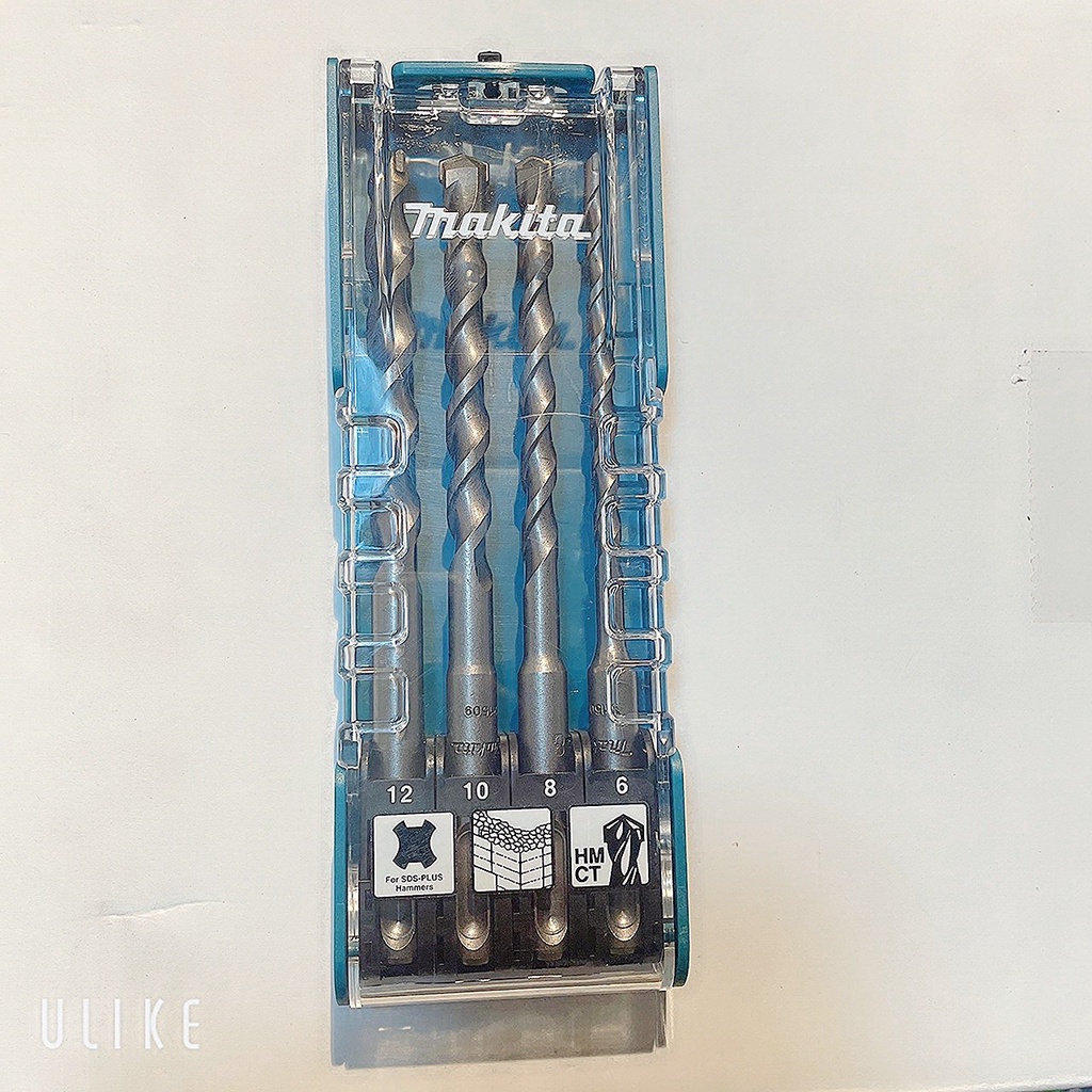 Mũi khoan bê tông SDS-Plus hợp kim 2 cạnh (4 mũi/ bộ) Makita D-74756 ...