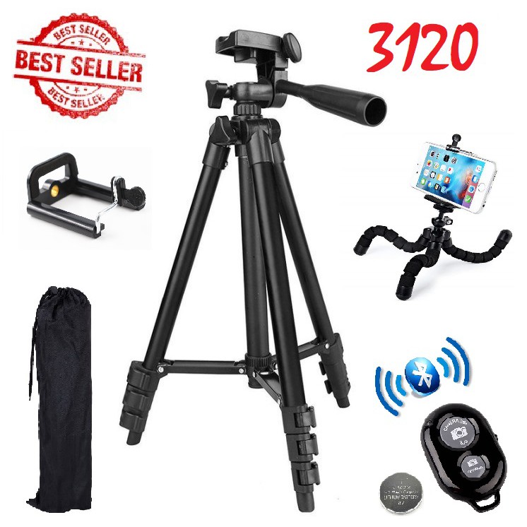 [HỎA TỐC] Combo 5 món Tripod TF 3120 THẾ HỆ MỚI + Gá kẹp 001 + REMOTE ...