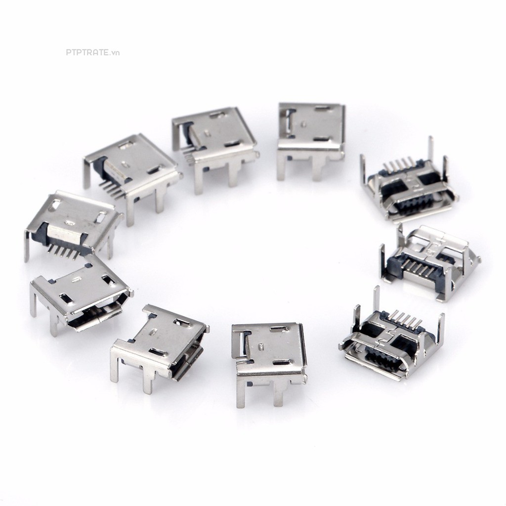 PTPTRATE ★10Pcs Micro USB Type B 5pin Female Socket 4 Vertical Legs ...